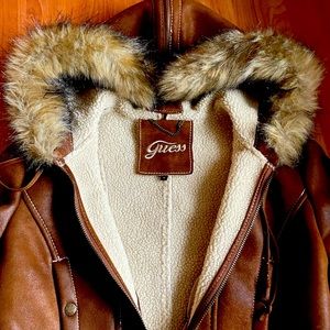 Guess | Jackets & Coats | Womens Guess Fall Jacket Hood Jacket Fur Trim ...